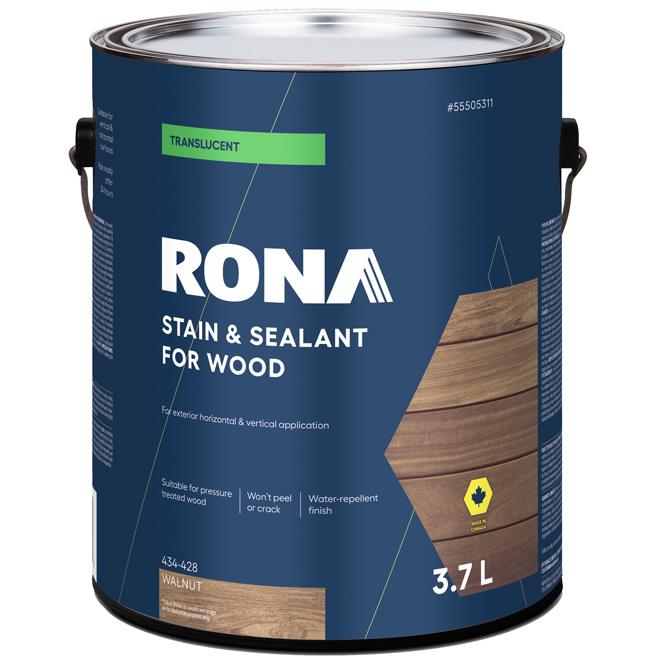 RONA 3.7 L Water-Based Water-Repellent Translucent Exterior Stain ...