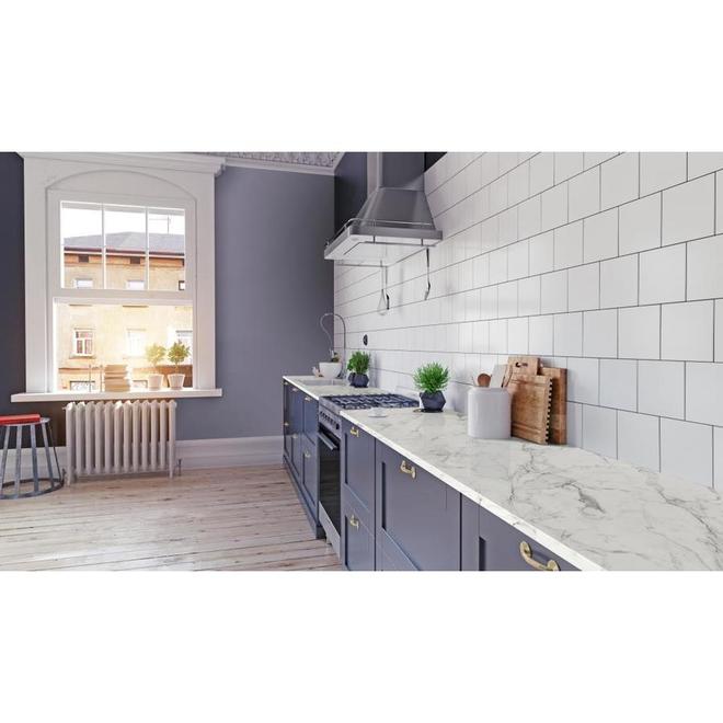 BL STRETTA Stretta Square Worktop, 25" x 73", White Marble 6020225731 ...