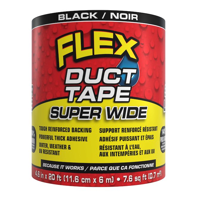 FLEX SEAL Flex Duct Tape Super Wide Black Tape - 4.6-in x 20-ft ...