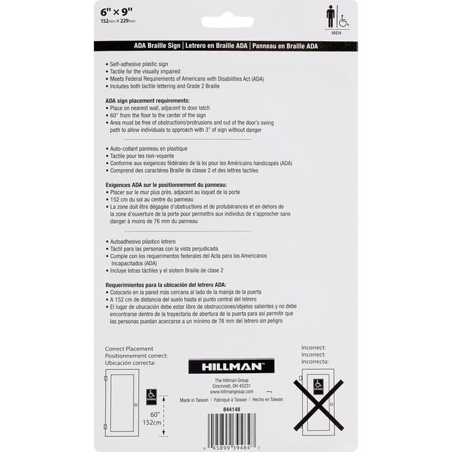 Hillman 9-in x 6-in Men Handicap Accessible Restroom Sign 844148 | RONA
