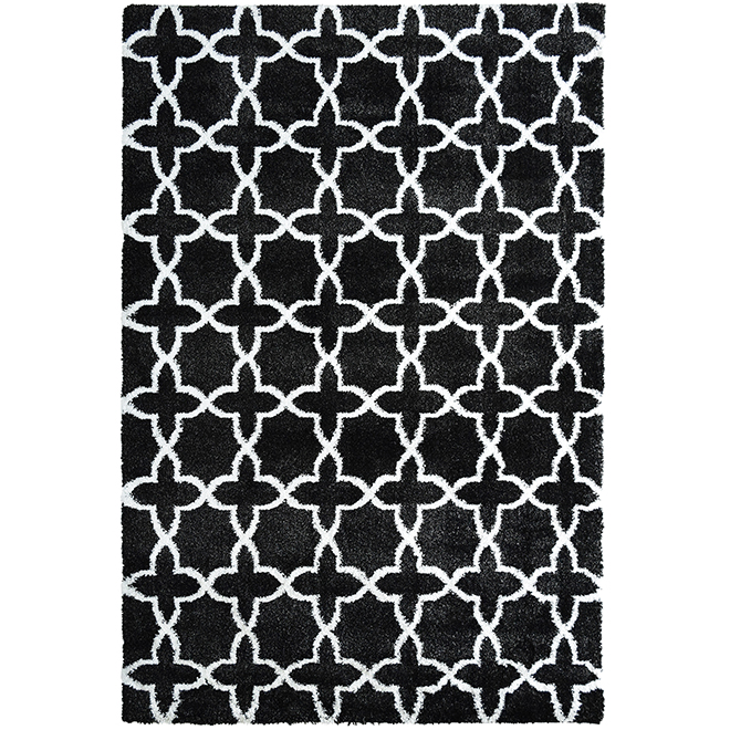 Lanart Mosaic Interior Rug - Black and White - 5.3-ft x 7.6-ft ...