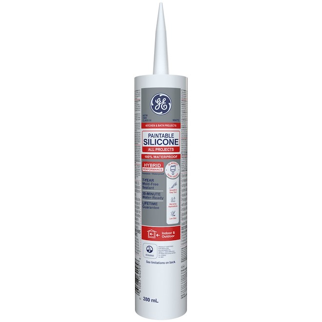GE Paintable Silicone 100% Waterproof White 299 ml 2733741 | RONA