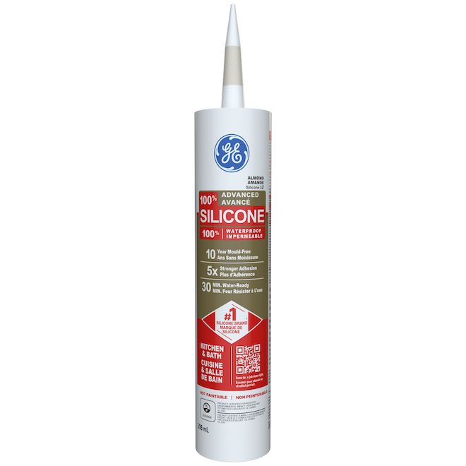 GE Advanced Silicone 2 Sealant for Kitchen and Bath 298-mL - Almond ...