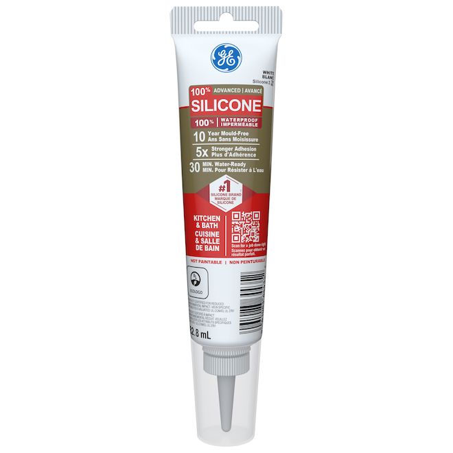 GE Advanced Silicone 2 Sealant for Kitchen and Bath 82.8-mL - White ...