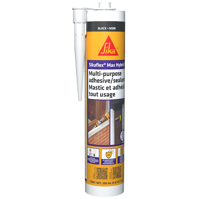 Mastic et adhésif tout usage Sikaflex Max Hibrid 1 290 ml, noir 869673 ...
