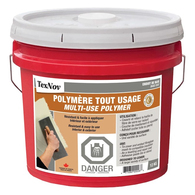 Polymère tout usage TexNov 100 % acrylique pour intérieur/extérieur, 12 ...