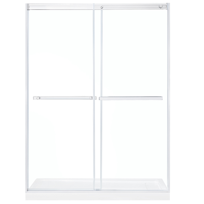 allen + roth Sandy 60-in Frameless Tempered Glass Reversible Shower ...