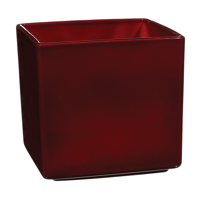 SCHEURICH Pot Cover - "Panna" Square Ceramic Pot Cover 5" - Dark Red ...