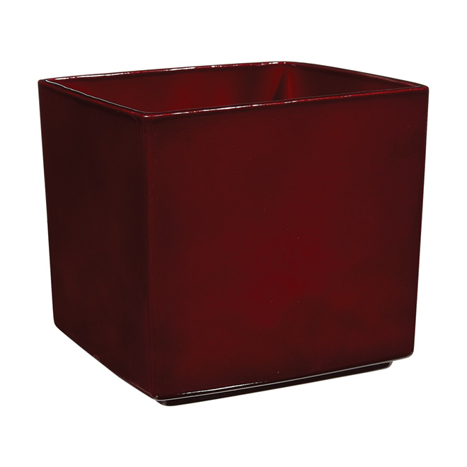 SCHEURICH Pot Cover - "Panna" Square Ceramic Pot Cover 7" - Dark Red ...