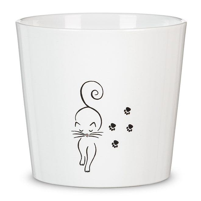 Scheurich Catwalk Cover Pot - Catwalk - 5-in - White 60389 | RONA