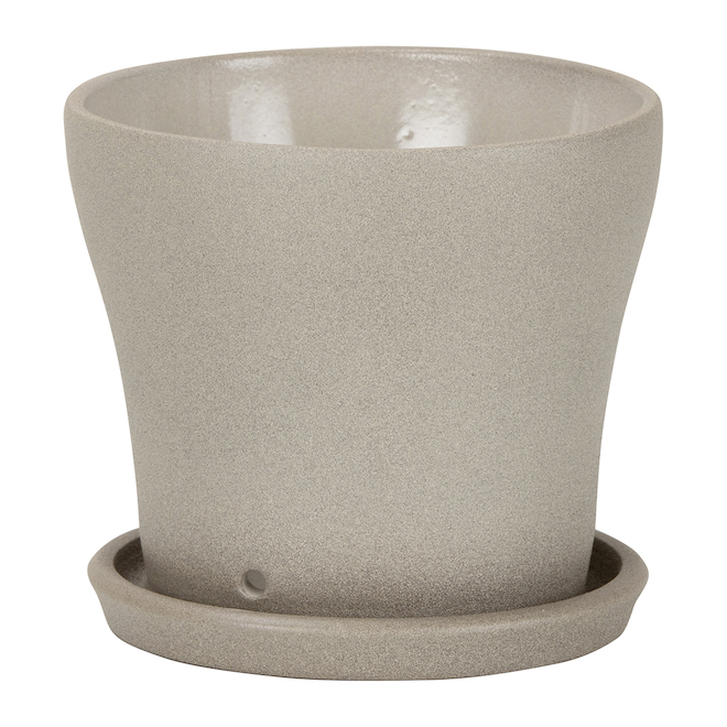 SCHEURICH Ceramic Flower Pot 'Stone' with Saucer - 5-in - Taupe 62322 ...
