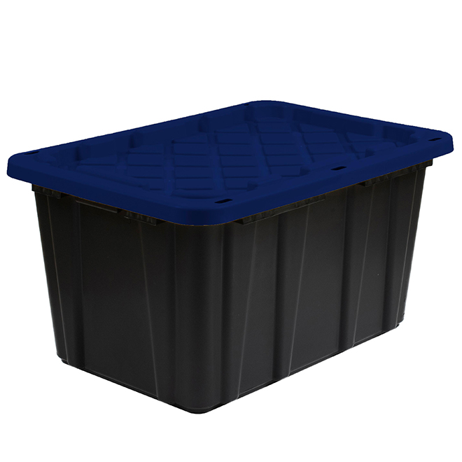 RONA Sturdy Storage Tote with Cover 29 x 20 x 15-in - Black and Blue ...