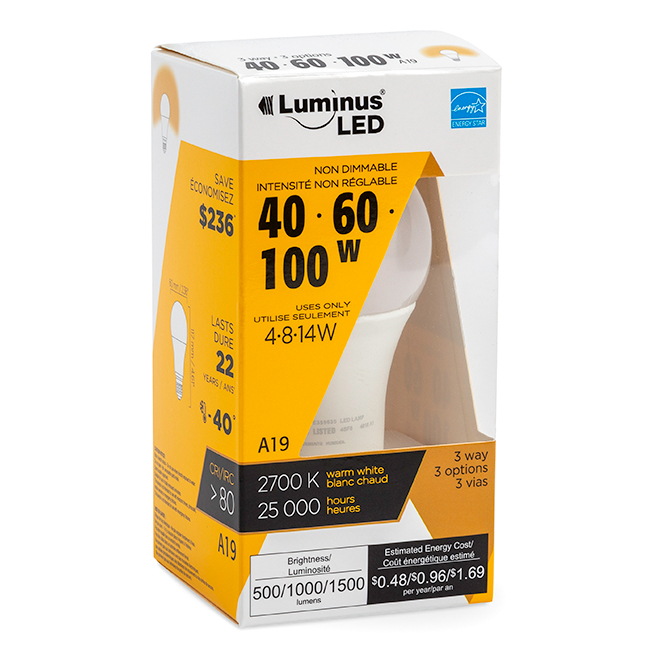 Luminus(R) A19 LED Bulb - 4-8-14 W - Warm White PLYC1452A | RONA