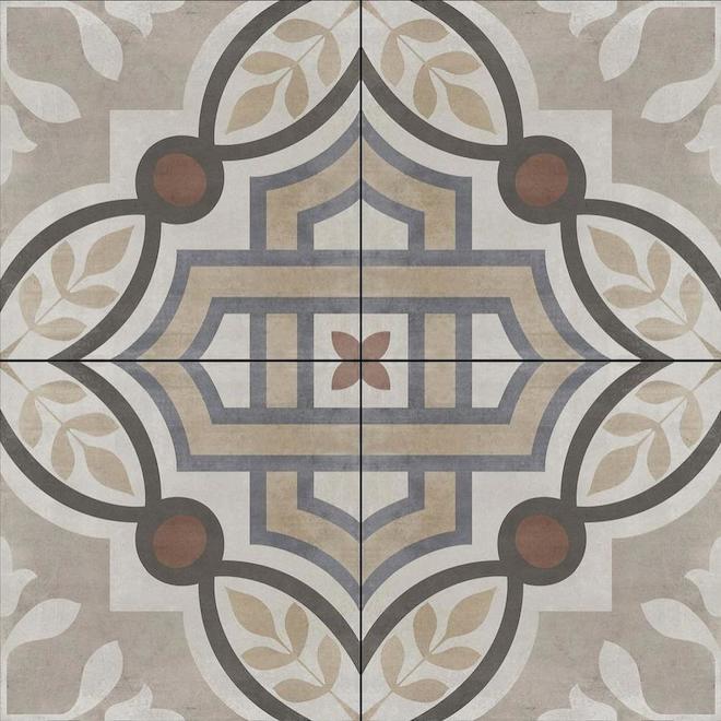 DELLA TORRE 8-in x 8-in Manchester Multicolor Porcelain Floor and Wall ...