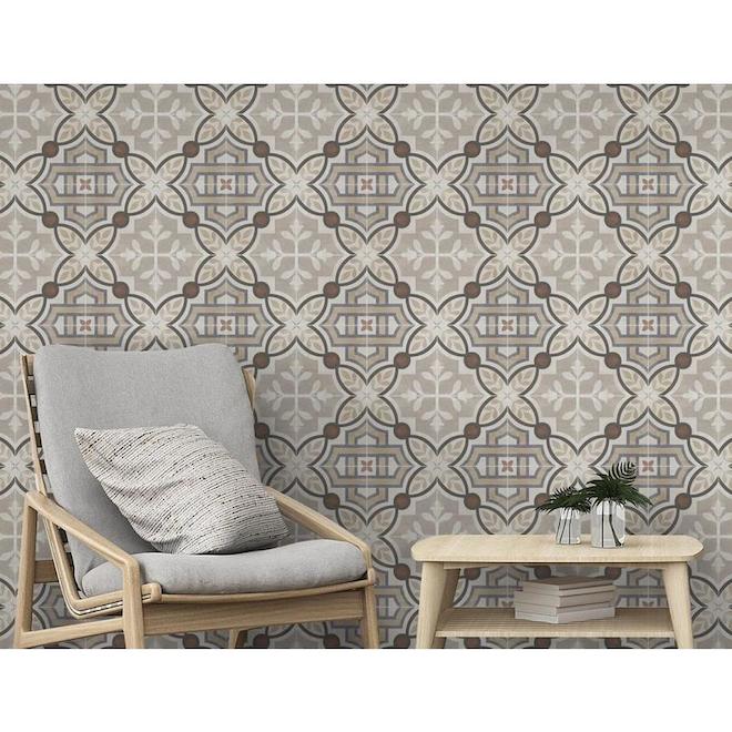 DELLA TORRE 8-in x 8-in Manchester Multicolor Porcelain Floor and Wall ...