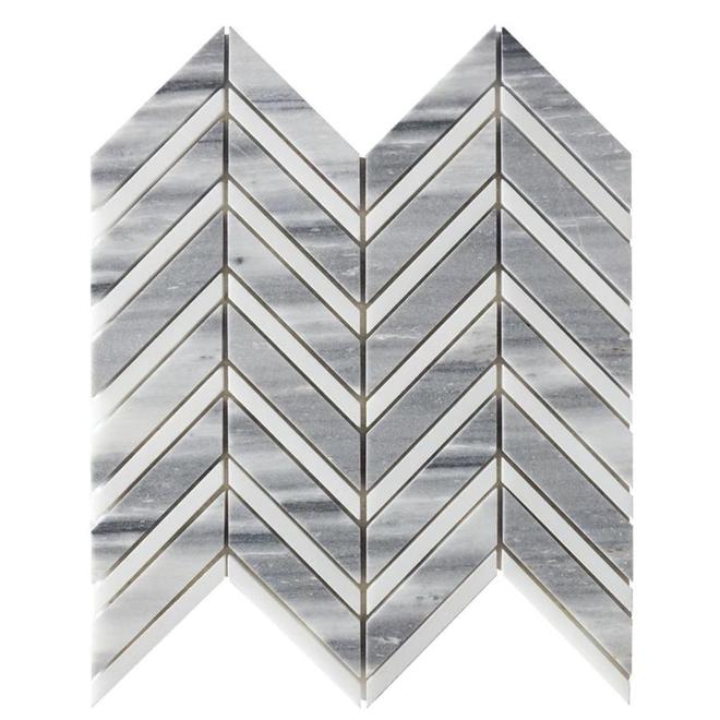 White/Grey Polished Chevron Mosaic Natural Stone Marble Floor/Wall Tile ...