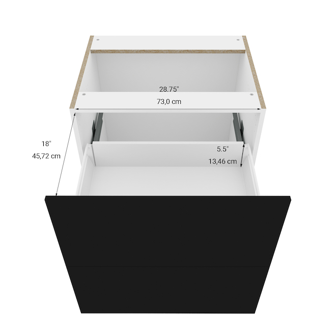 Eklipse Onyx 30-in 2-Drawer Matte Black Polymer Base Cabinet RD-B2T30-NT | RONA