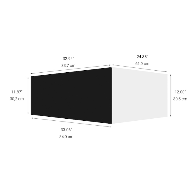 Eklipse Onyx Horizontal Wall Cabinet - 1 Door - 33-in x 24-in - Polymer - Matte Black RD ...