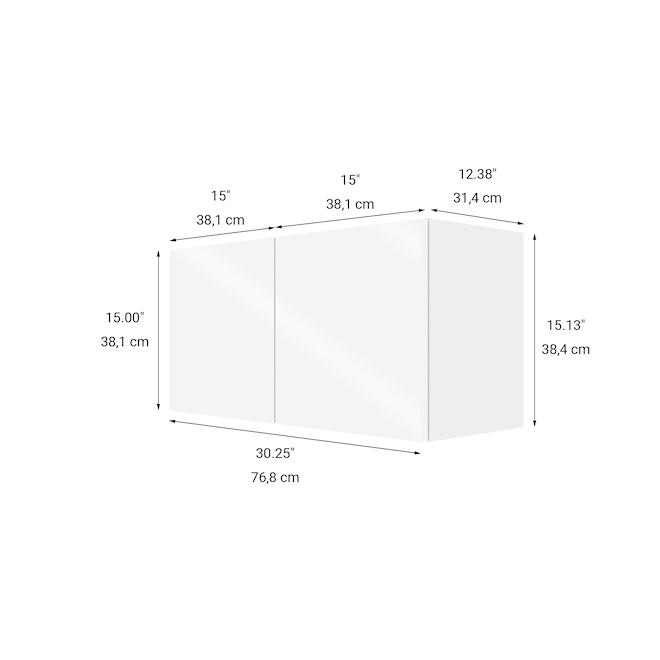 Caisson mural du haut Topaz Eklipse, 2 portes 30 po x 15 po blanc RD ...