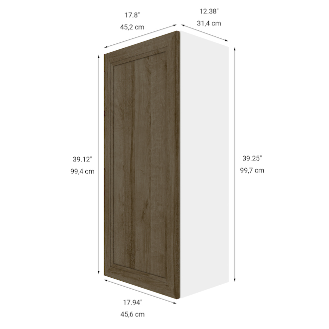 Eklipse Ruby Wall Cabinet 1 Door 18-in Brown RD-HTG18-PC | RONA