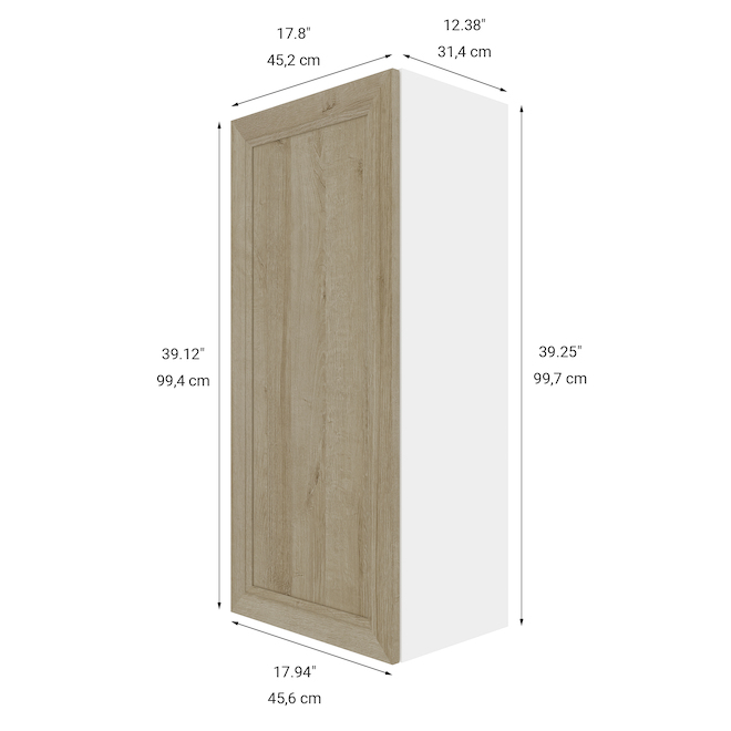 Eklipse Coral 1-Door Tall Upper Wall Cabinet - 15-in x 39-in RD-HTG18-PN | RONA