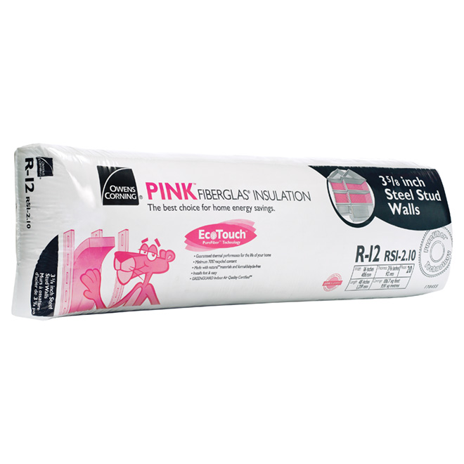 Owens Corning EcoTouch Pink Fibreglass Insulation - R12 - 106.67-sq. ft ...