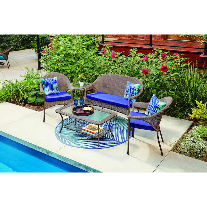 Multy Home Round Polyester Rug - Palm - 5-ft - Teal MT1005450 | RONA