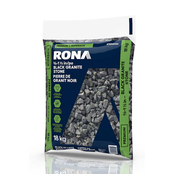 RONA 18-kg 5/8-1 1/2-in Black Granite Stones 8351849 | RONA