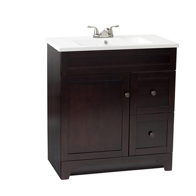 Foremost Highland 32-in Single Sink Walnut Bathroom Vanity with Cultured Marble Top HLWVT3218 | RONA