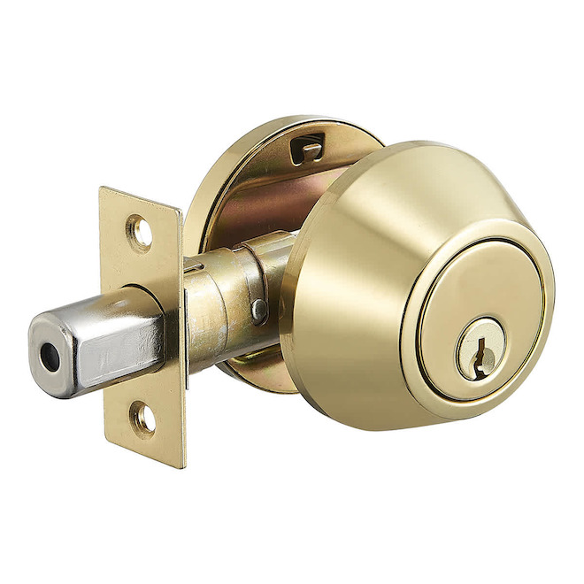 RONA Nadira Deadbolt with Single Cylinder - Brushed Brass LT10110V | RONA