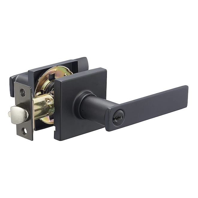 RONA Emrica Lever Handle with Keyed Lock for Entry Door - Matte Black ...
