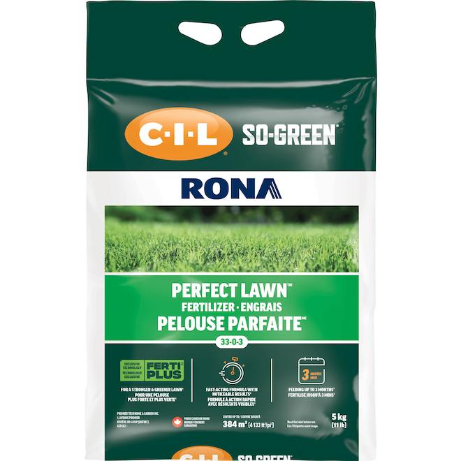 RONA C-I-L SO-GREEN Perfect Lawn Fertilizer 33-0-3 with FERTI-PLUS - 5-kg Bag 2365351 | RONA