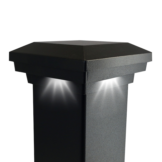 Impressions Rail Express Lighted Post Cap in Black Aluminum AZTIXLIGDCB ...