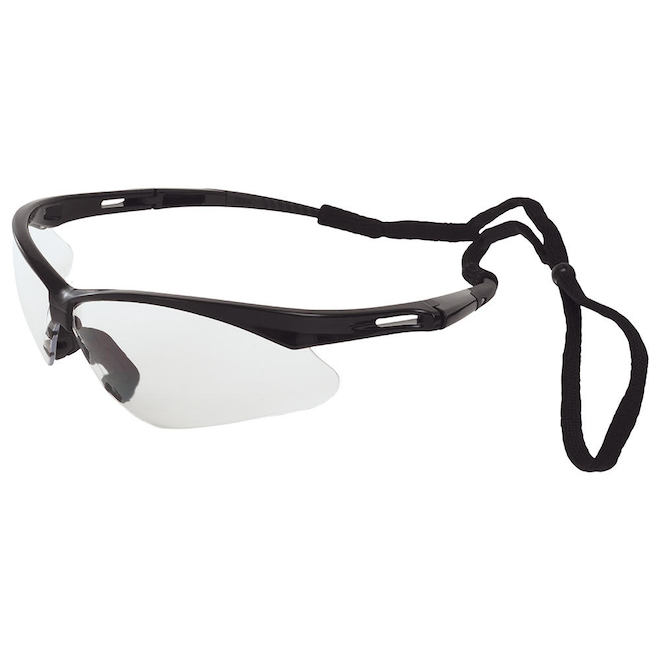Delta Plus Safety Glasses Black Octane with Clear Lens and Safety Cord ...