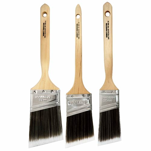 Bennett Paint Brush Set - Polyester - Wood Handle - Angular - 3 Per ...