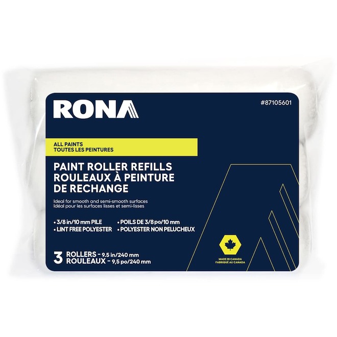 RONA 3-Piece 9.5-in Polyester Paint Roller Refills | RONA