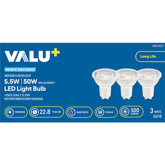VALU+ LED Light Bulb GU10 for Dimmable 50 W Indoor Floodlight ...