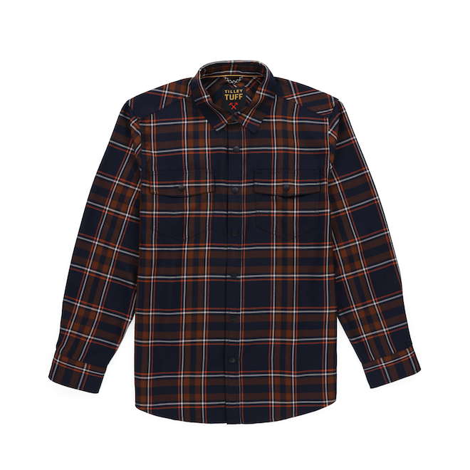 Tilley Tuff Work Shirt for Men with Chest Pockets in Orange and Navy ...