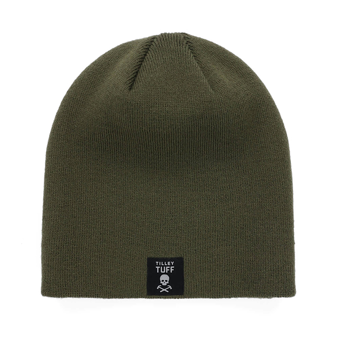 Tilley Tuff Knit Beanie for Men in Green with Reflective Logo - One ...