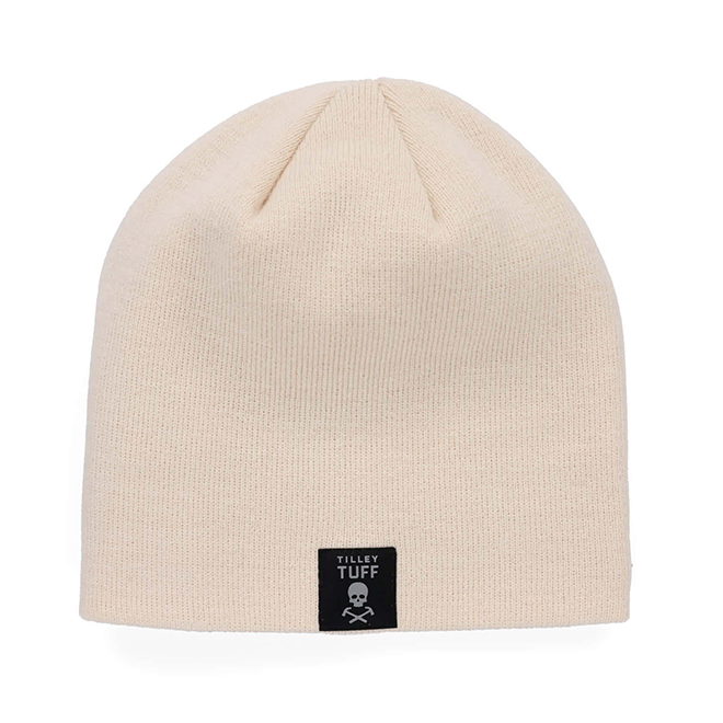 Tilley Tuff Knit Beanie for Men in Bone with Reflective Logo - One Size ...