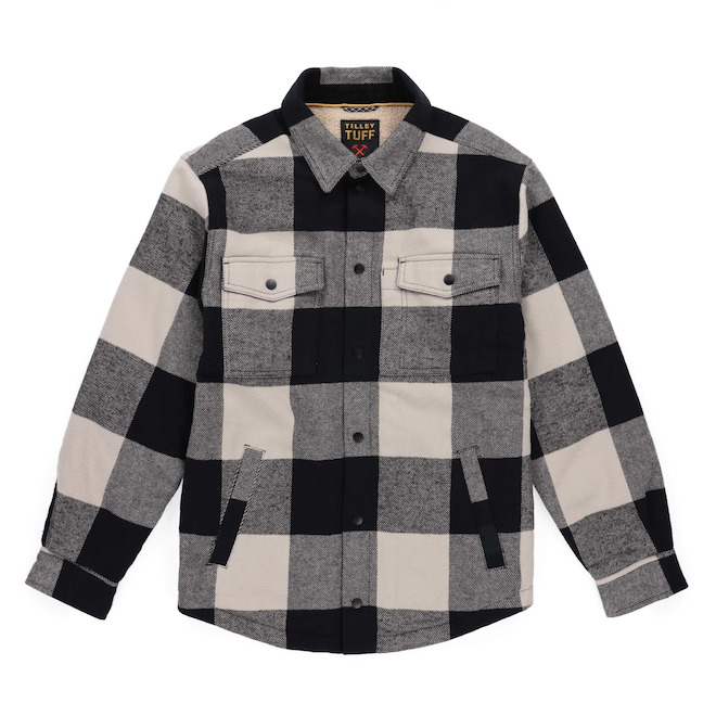 Tilley Tuff Shacket for Men in Taupe and Black Plaid Cotton Lined ...