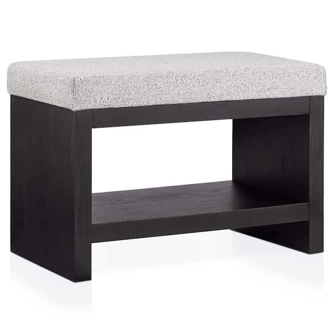 Bouclair 65 x 35 x 45 cm Balck Fabric/Wood Bench with Shoe Rack 9406390 ...
