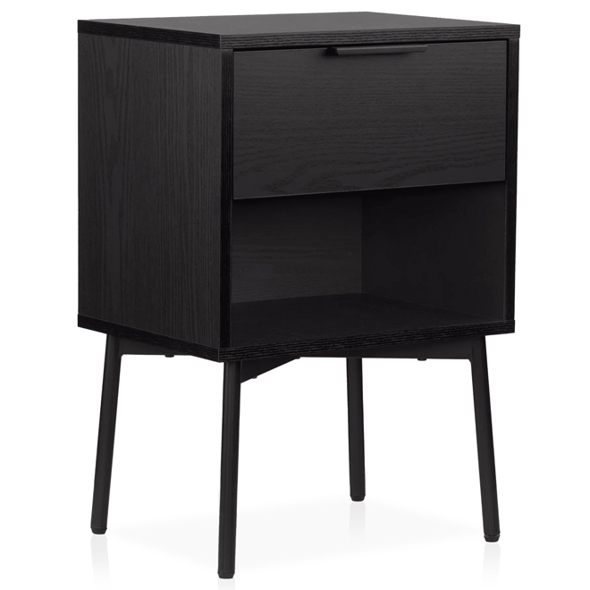 Bouclair 40 x 30 x 59 cm 1-Drawer Black MDF/Metal Side Table 9406380 | RONA
