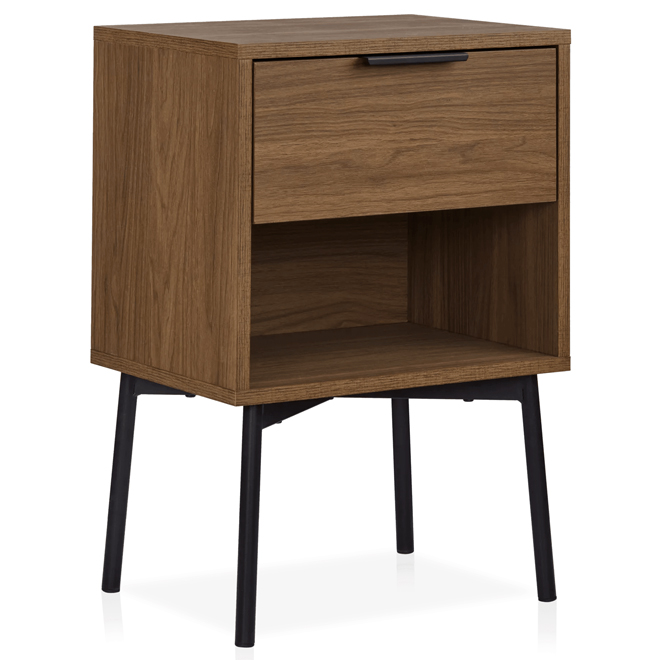 Bouclair 40 x 30 x 59 cm 1-Drawer Walnut MDF/Metal Side Table 9406379 | RONA