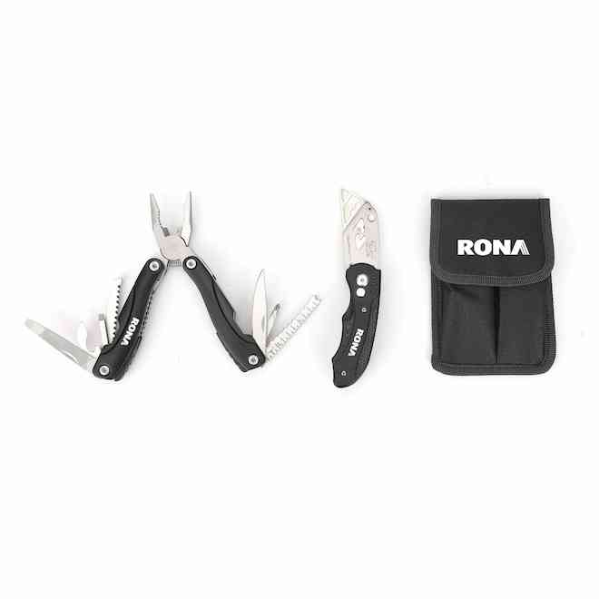 RONA Multi-Tool and Utility Knife with Storage Pouch - 16 Tools in 1 ...