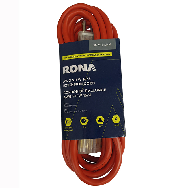 RONA Electric Cord 4.5-m with 1 Outlet and Lighted Ends for Outdoors ...