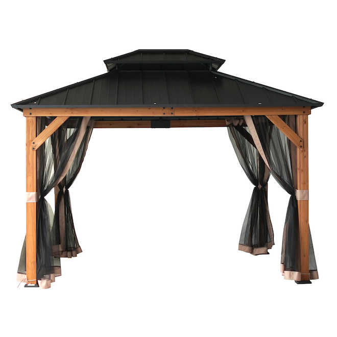 LANDON&CO Landon & Co. Gazebo in Cedar and Steel with Hardtop with ...