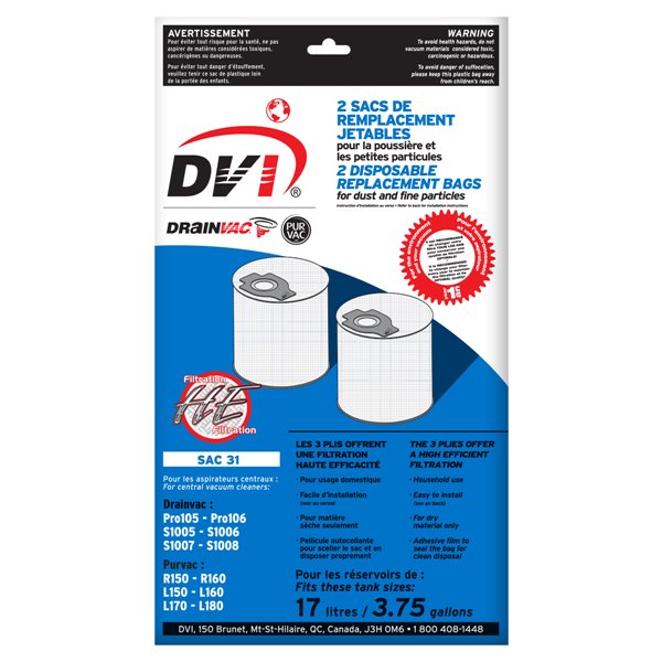 Drainvac Disposable Cloth Dust Bags (2 Pack) SAC31 | RONA