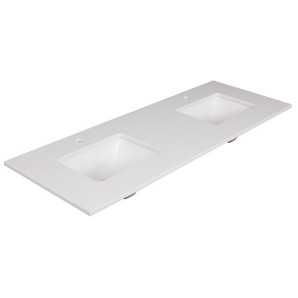 Foremost Lily 61-in x 22-in Vanity Countertop Quartz White Single Hole ...