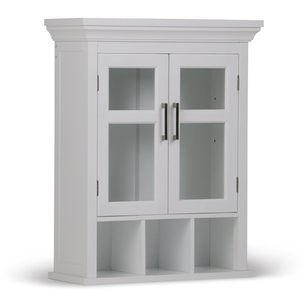 SIMPLI HOME Armoire murale à deux portes Avington, 10"x24"x30", blanc ...